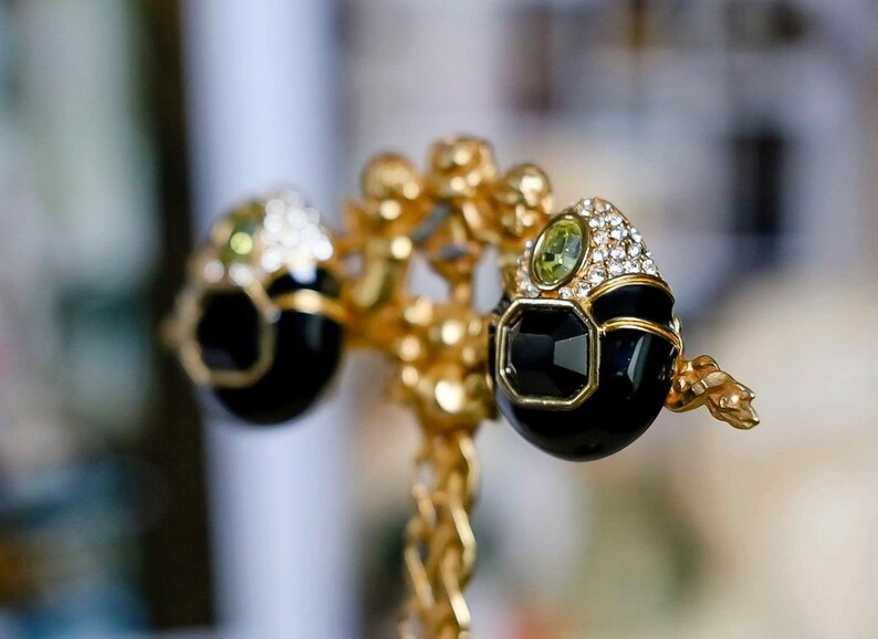 CINER 18K Gold Plated Onyx & Peridot Color Any Glass Enamel Earrings - Etsy