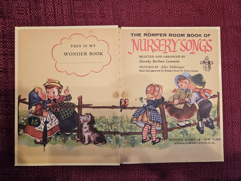 1954 Vintage Wonder Book | the Romper Room Book of Nursery Songs - Etsy