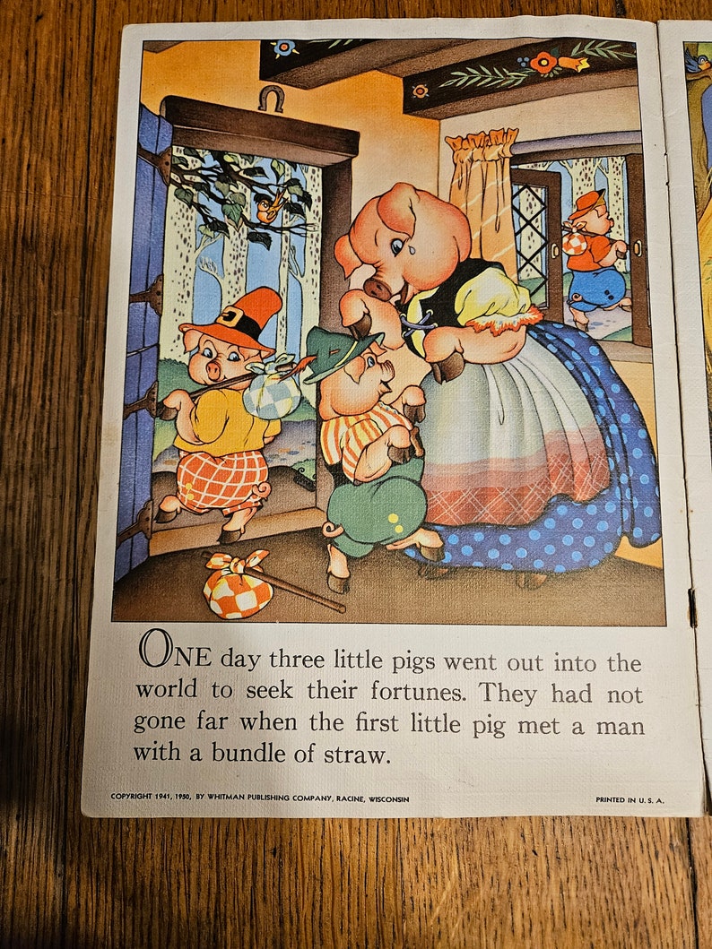 1950 Three Little Pigs Linen Book, Whitman Publishing # 94910 - Etsy
