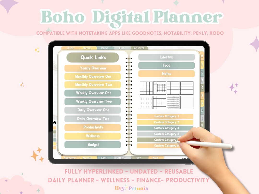 Boho Goodnotes Planner Digital Notebook for Productivity With Goodnotes ...