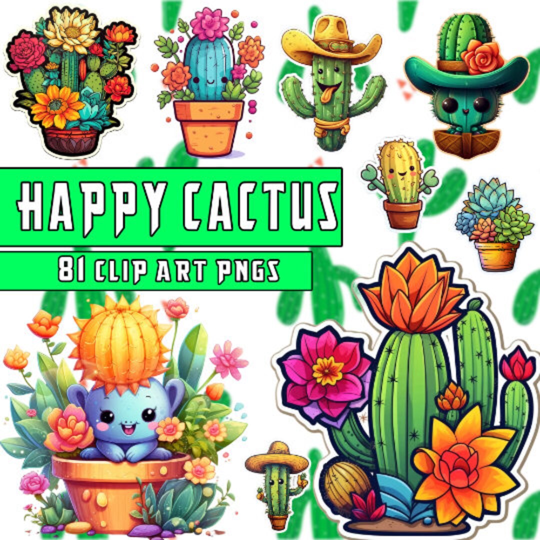 Cactus Watercolor Clipart Bundle 81 PNG desert Plants Clipart Succulent ...