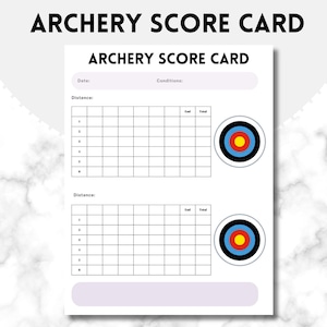Archery Score Card | Archery Progress Tracker | Printable Archery Score ...
