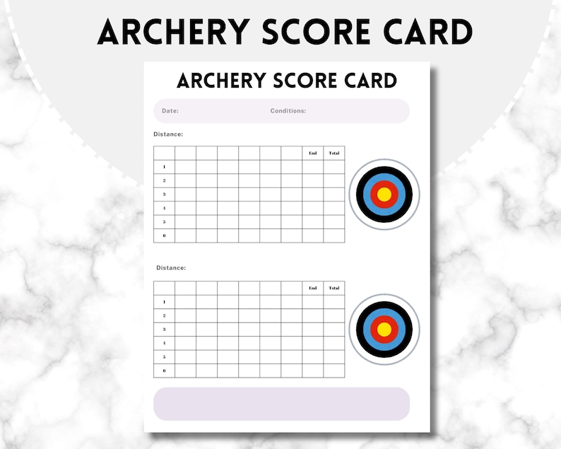 Archery Score Card | Archery Progress Tracker | Printable Archery Score ...