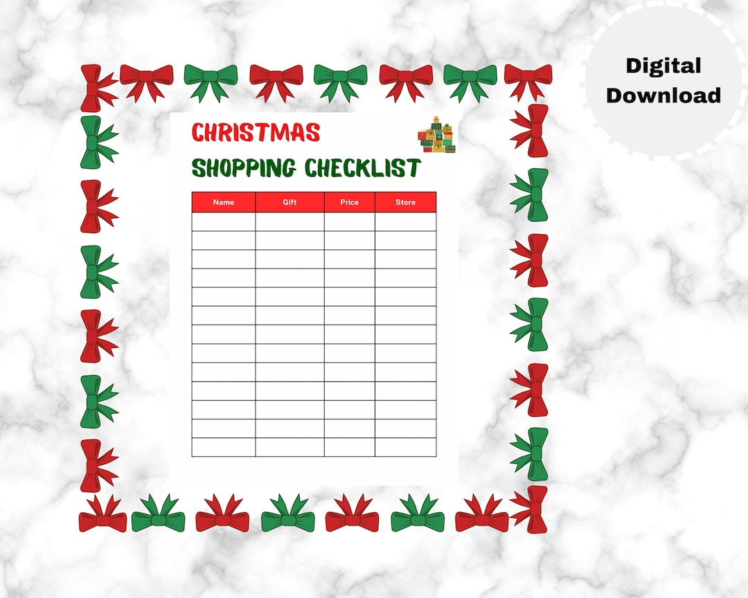 Christmas Shopping Gift List Printable | Christmas Gift Budget Tracker ...
