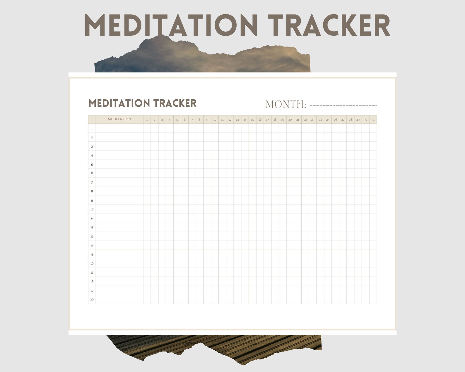 Printable Meditation Tracker | Habit Tracker | Mood Tracker | Routine ...