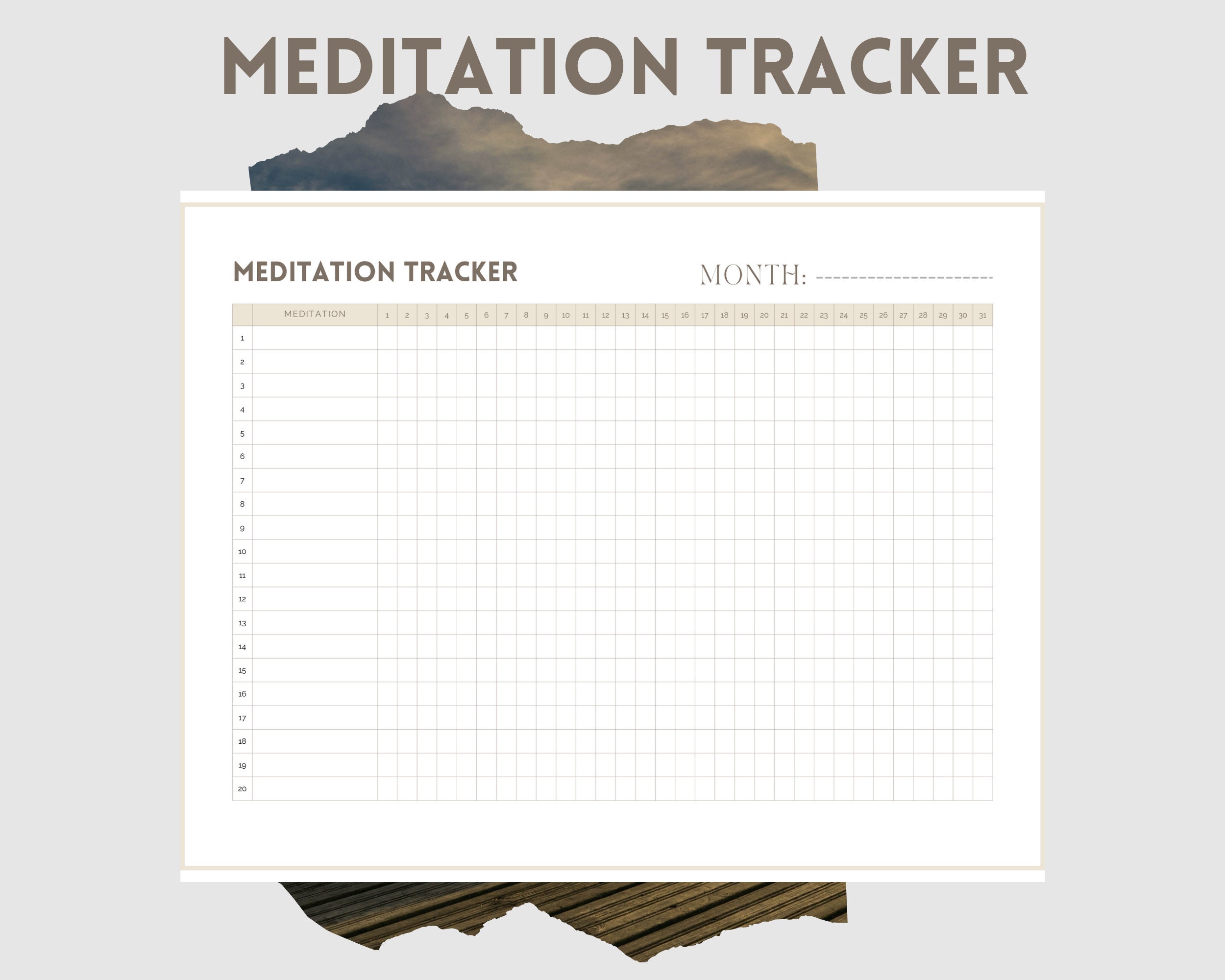 Printable Meditation Tracker | Habit Tracker | Mood Tracker | Routine ...