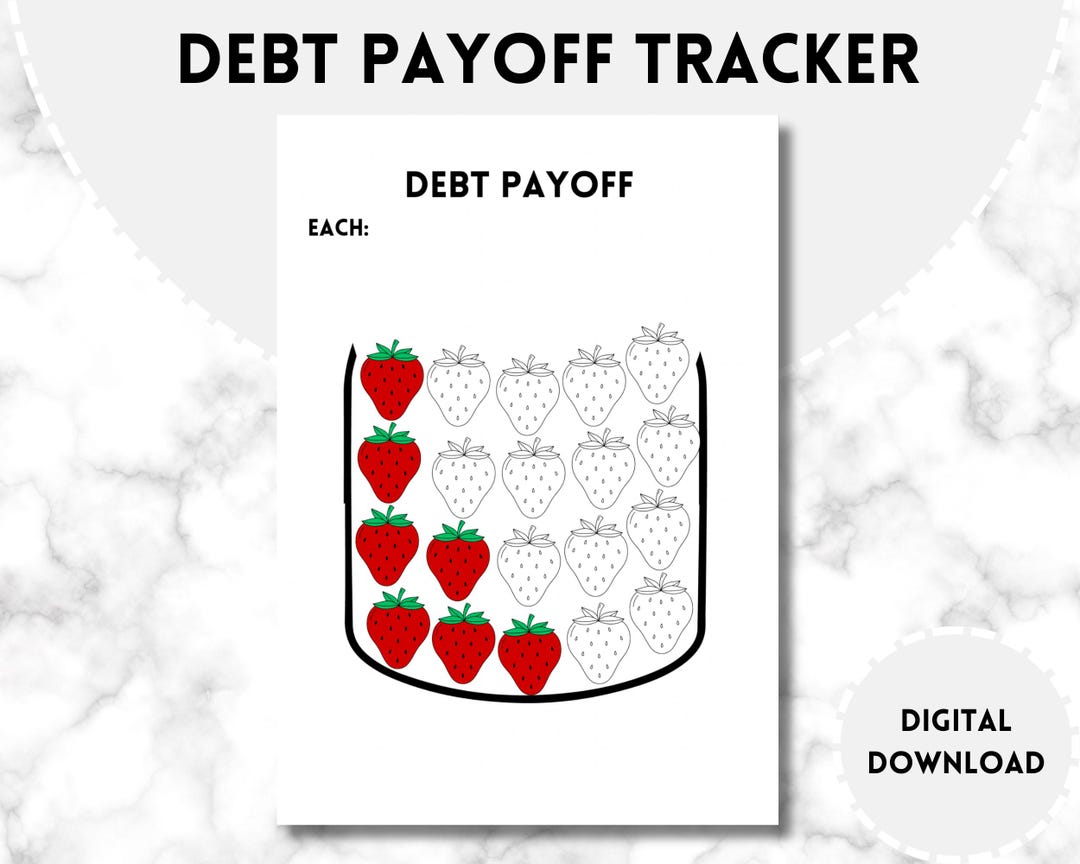 Printable Strawberry Debt Payoff Tracker: Kids Money Challenge (PDF) - Etsy