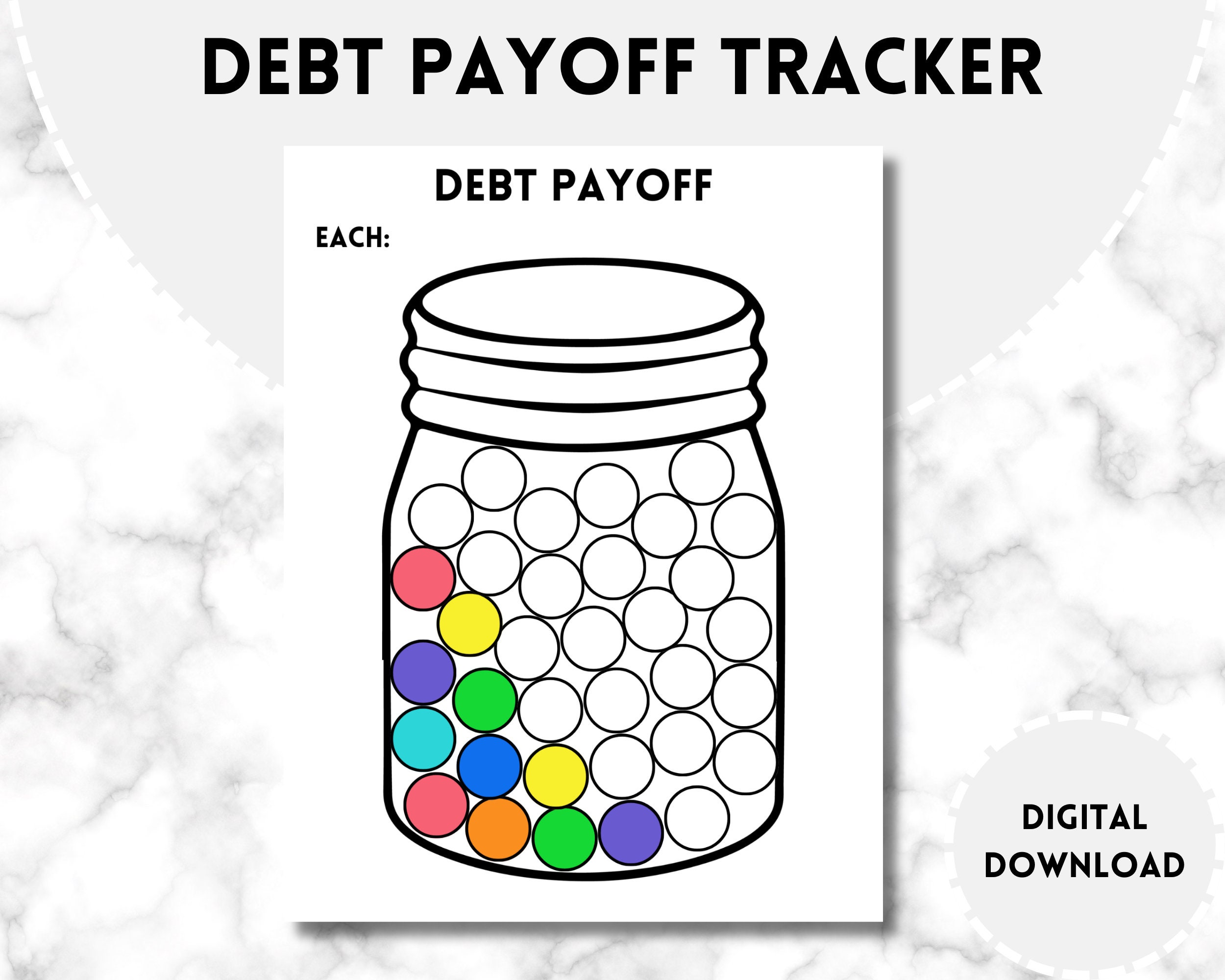 Debt Payoff Tracker Jar Printable | Debt Free Money Challenge | Debt ...