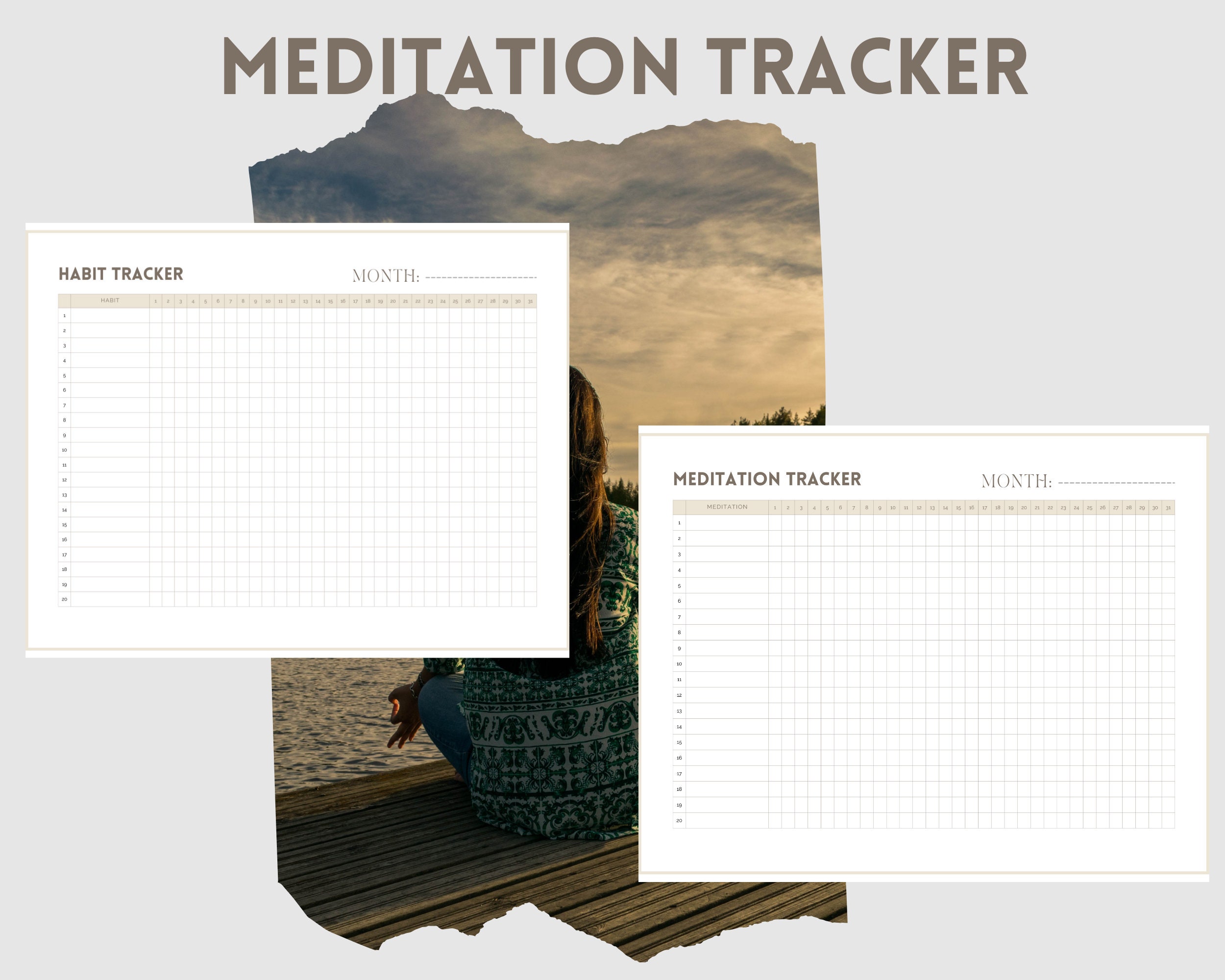 Printable Meditation Tracker | Habit Tracker | Mood Tracker | Routine ...