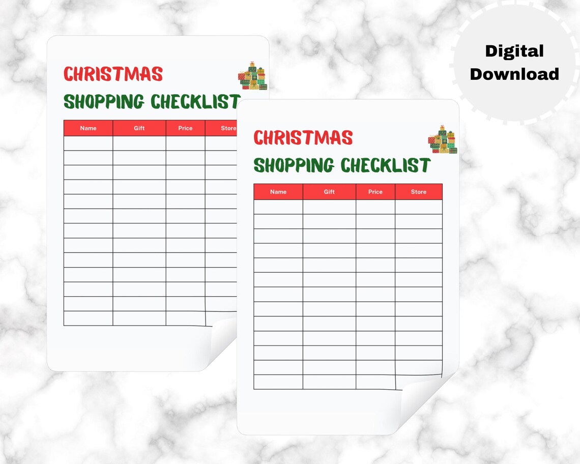 Christmas Shopping Checklist: Gift Budget Tracker (digital Download) - Etsy