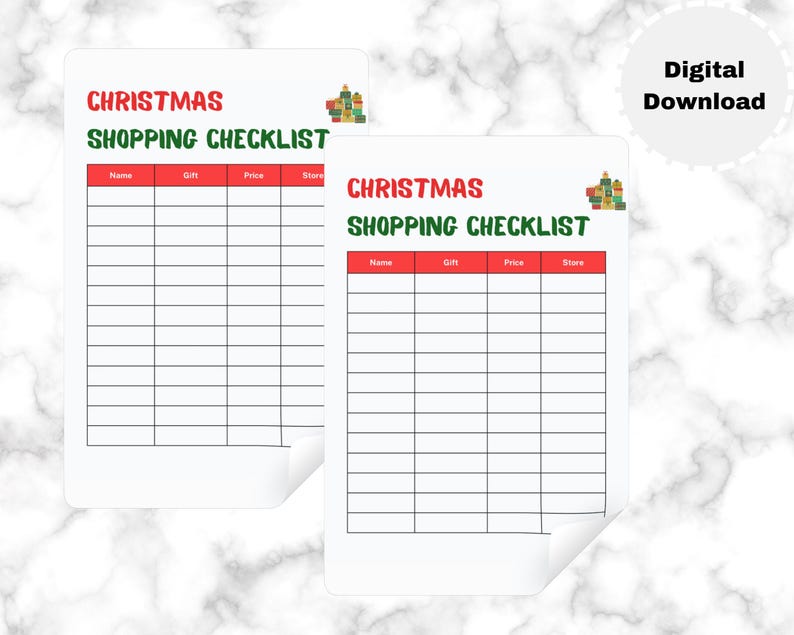 Christmas Shopping Gift List Printable | Christmas Gift Budget Tracker ...
