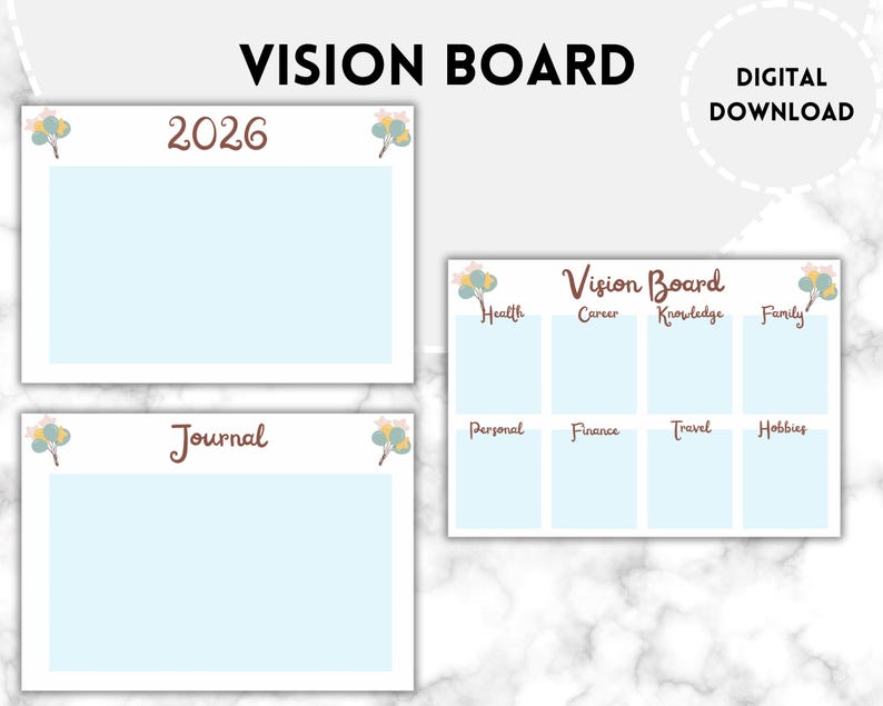 2026 Vision Board Printable: Goal Planner Template (digital Download ...