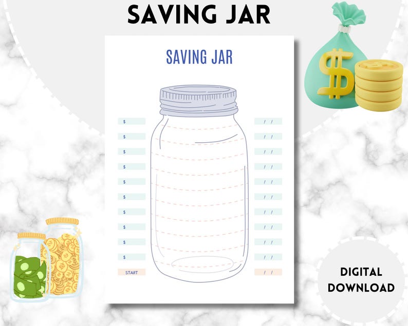 Debt Payoff Tracker Printable: Money Challenge Jar (PDF Downloadable ...