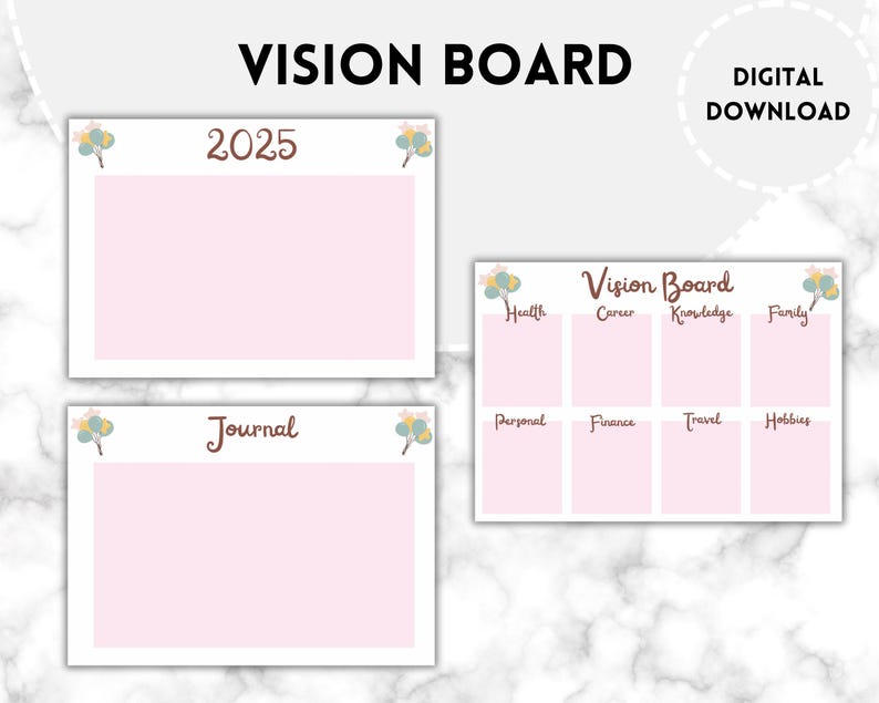 2025 Vision Board | Printable Vision Board | Yearly Planner | Vision ...