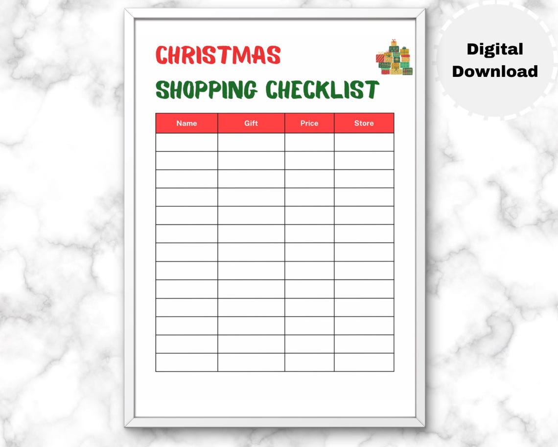 Christmas Shopping Checklist: Gift Budget Tracker (digital Download) - Etsy