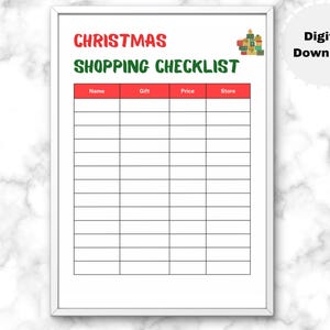 Christmas Shopping Checklist: Gift Budget Tracker (digital Download) - Etsy