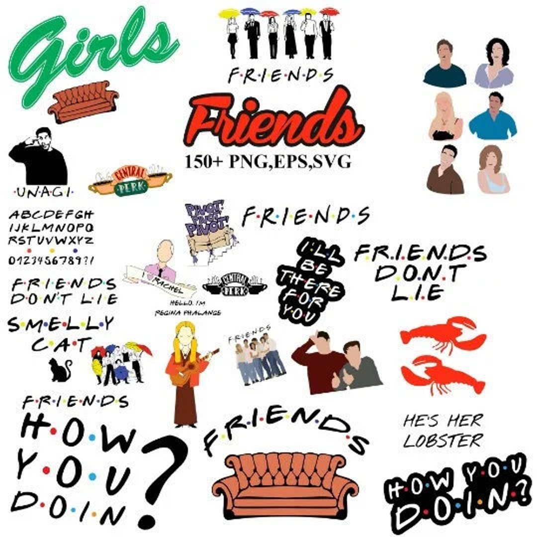 Friends Svg,friends TV Show Bundle, Font Friends, Layered Files,cricut Svg Files,svg Bundle ...