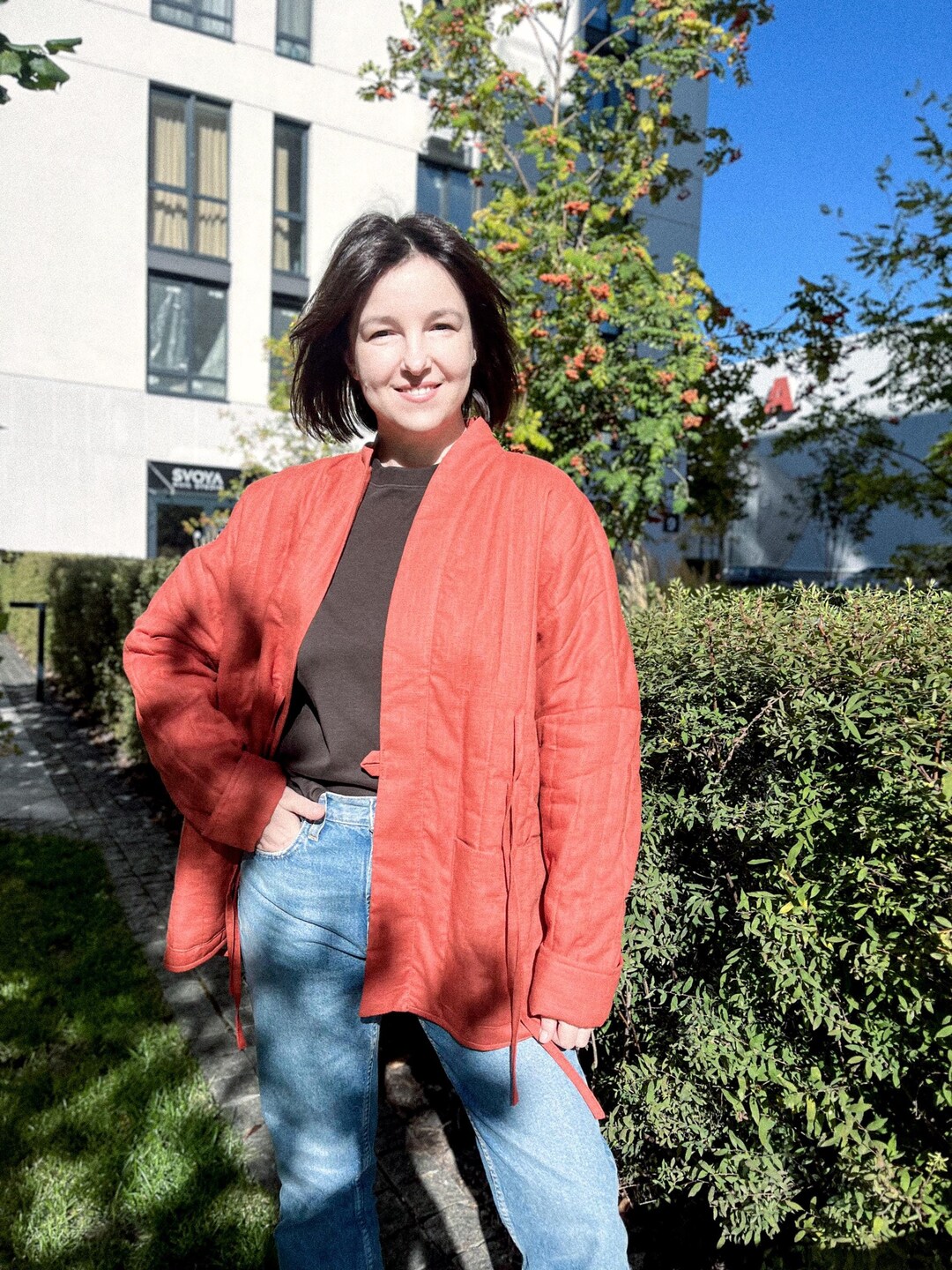 Womens Quilted Ramie Jacket, Warm Jacket, Linen Quilted Coat, Loose ...