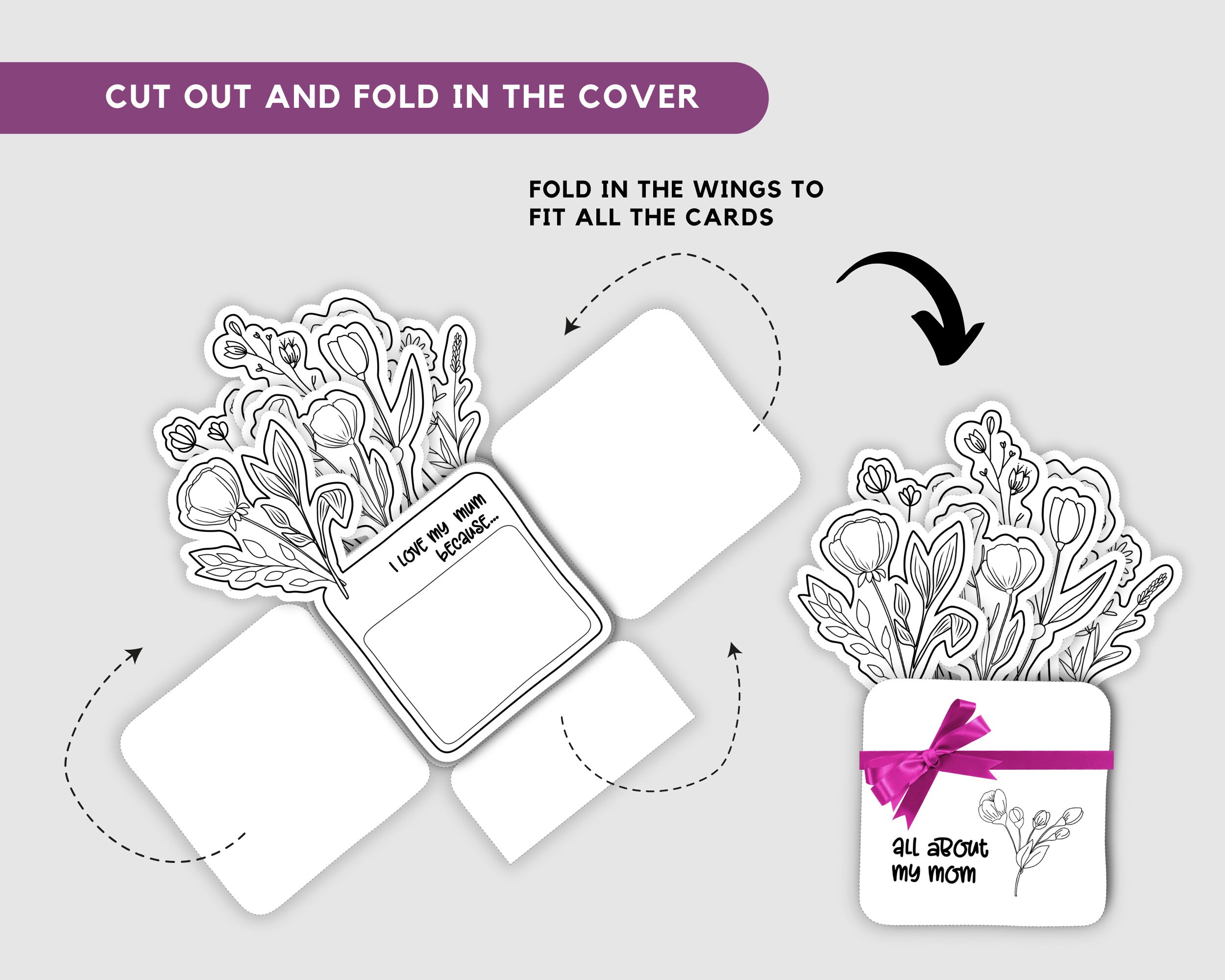 Printable All About My Mom, Coloring Bouquet for Mom, Coloring Flower ...