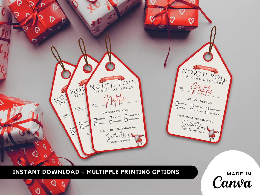Printable Santa Gift Tags, North Pole Special Delivery Gift Tags ...