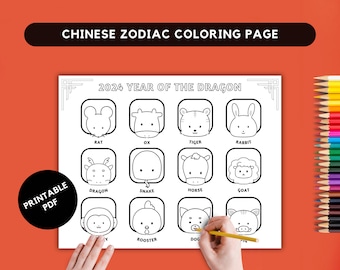 Printable Chinese Zodiac Animals Cards, Animal Zodiac Coloring ...