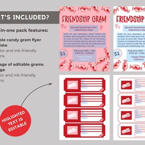 Friendship Candy Gram Printable, Candy Gram Flyer Template, PTO PTA ...