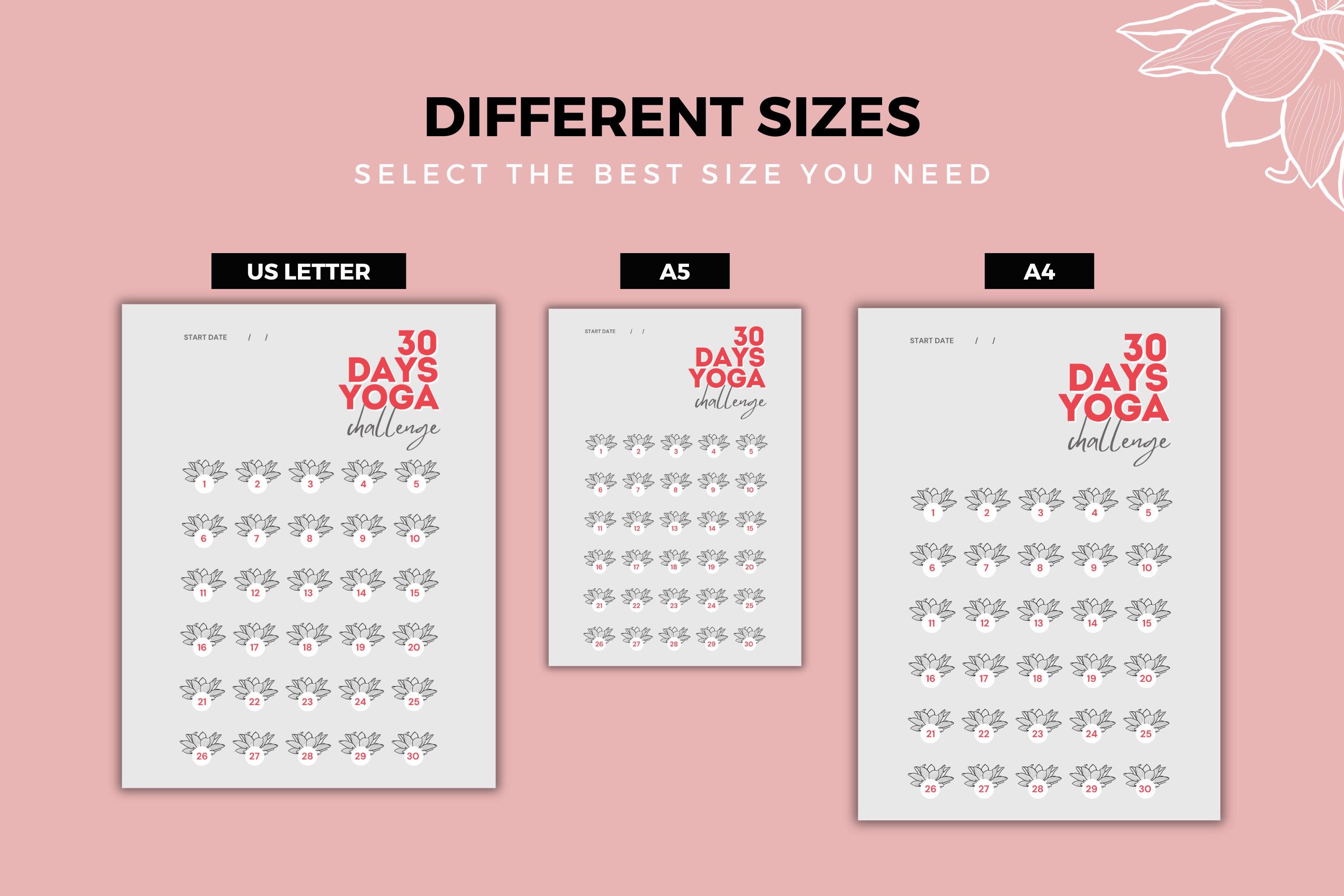 Printable Yoga Challenge Tracker | 30 60 90 Day Yoga Practice Tracker ...