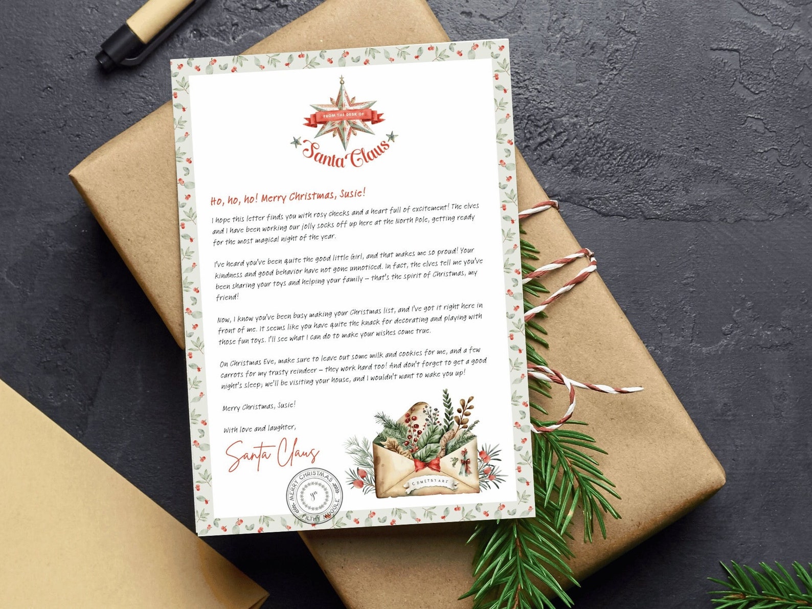 Digital Letter From Santa Template Canva, Personalized Santa Letter ...