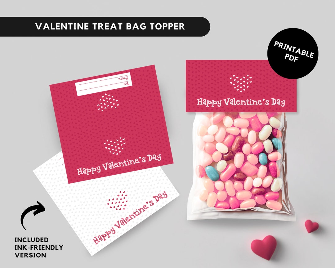 Printable Valentine Treat Bag Topper, Valentines Day Bag Topper, Class ...
