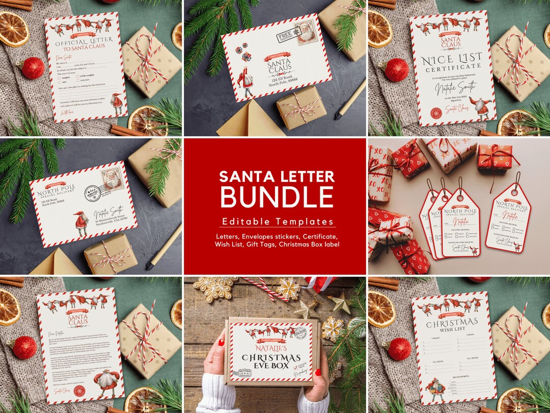 Editable Santa Letter Bundle: Official Letter, Nice List (digital ...