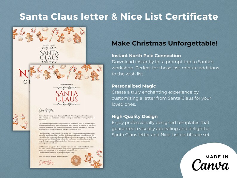 Editable Santa Letter and Nice List Certificate, Printable Letter From ...