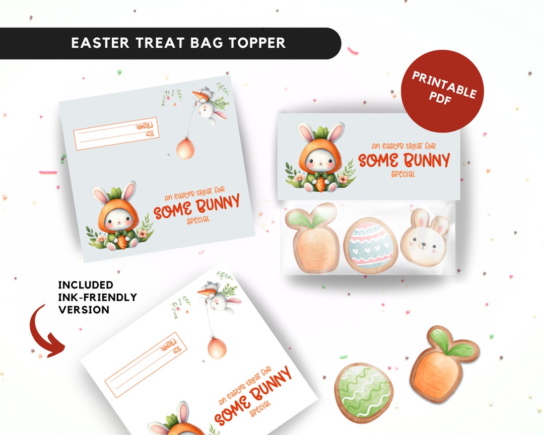 Printable Easter Treat Bag Topper, Easter Bunny Treat Bag Topper ...
