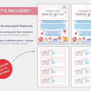 Editable Valentine Candy Gram Flyer: School Fundraiser (digital ...