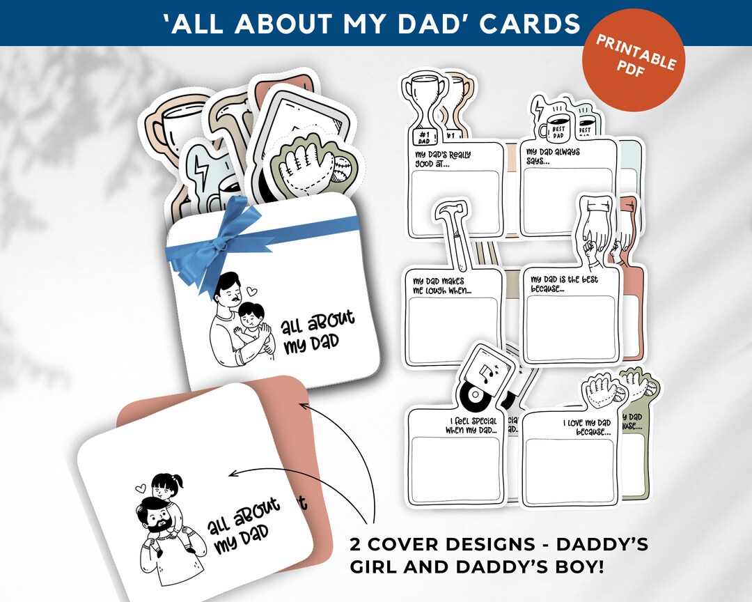 Printable All About My Dad, Coloring Cards for Dad, All About Dad ...