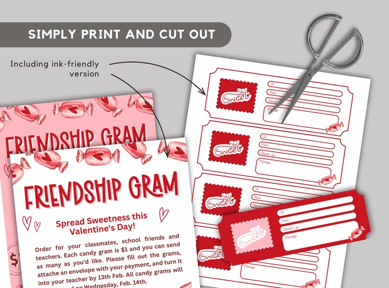 Friendship Candy Gram Printable, Candy Gram Flyer Template, PTO PTA ...