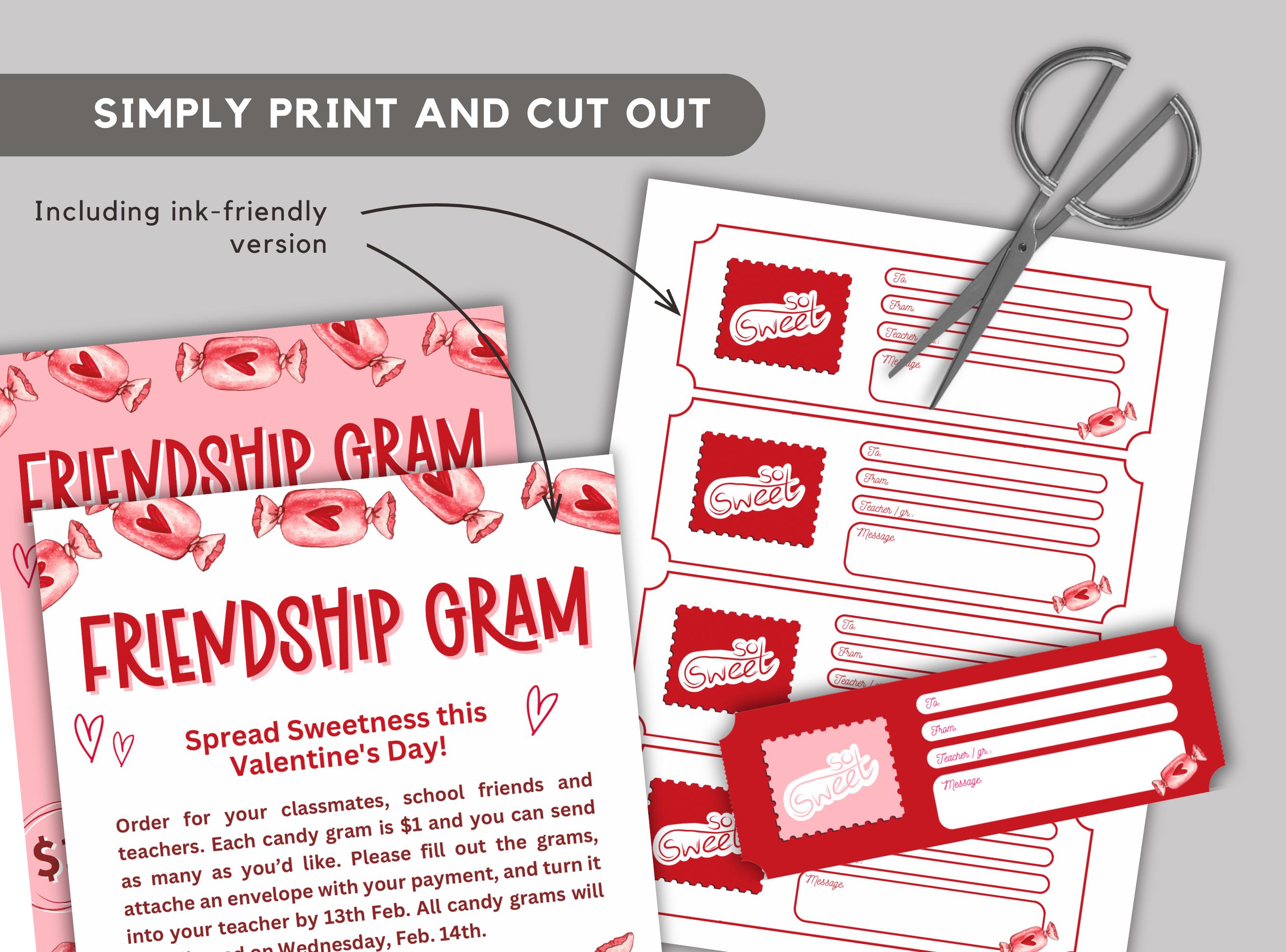 Friendship Candy Gram Printable, Candy Gram Flyer Template, PTO PTA ...