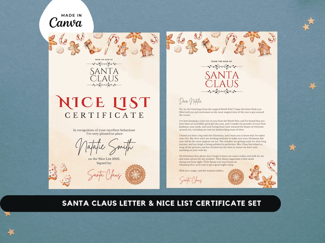 Editable Santa Letter and Nice List Certificate, Printable Letter From ...