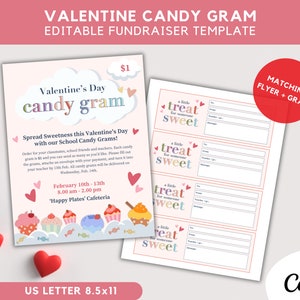 Editable Valentine Candy Gram Flyer: School Fundraiser (digital ...