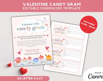 Valentine’s Day Candy Gram Flyer Printable, Editable Candy Gram ...