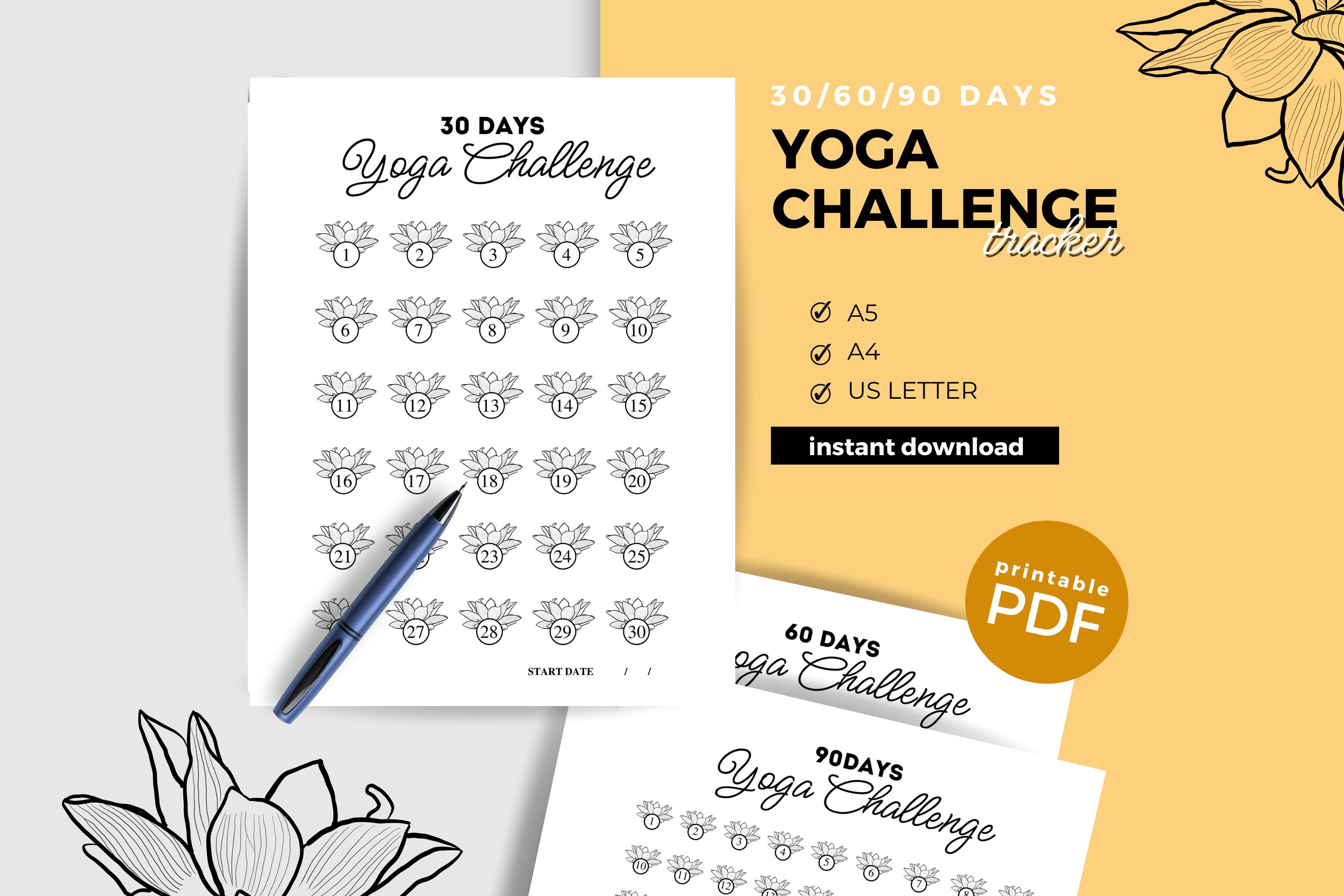 Printable Yoga Challenge Tracker: 30, 60, 90 Day Habit Log (PDF) - Etsy