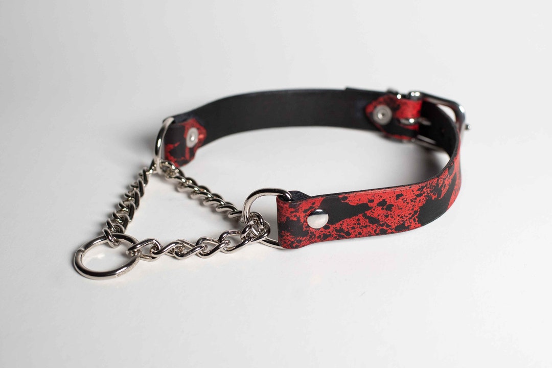 Leather Pull Me Collar, Leather Collar With Chain, Leather Choker ...
