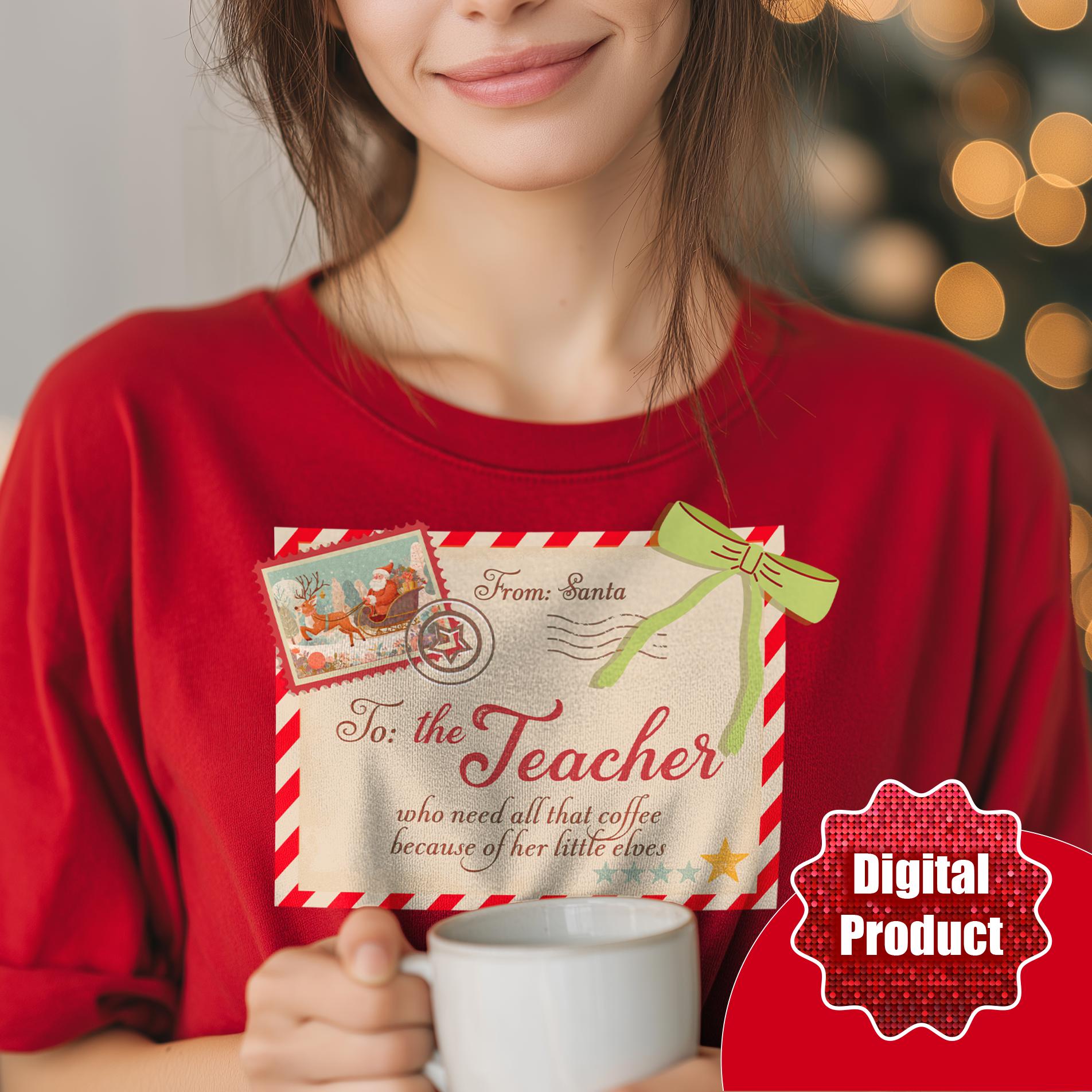 Funny Coffee Teacher Sublimation PNG | Little Elves Chaos Christmas ...