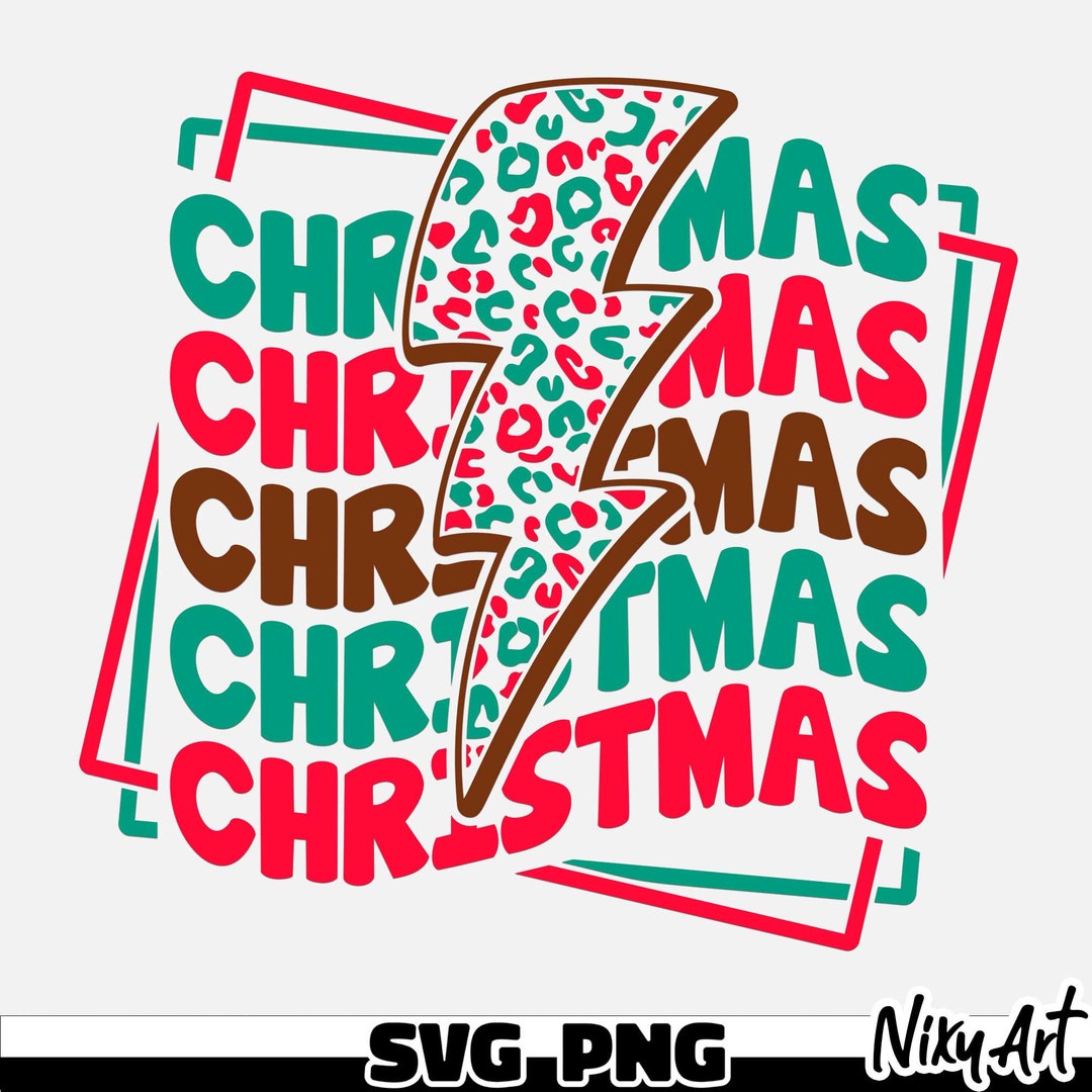 Christmas Svg Png Leopard Lightning Bolt Svg Png Wavy Text - Etsy