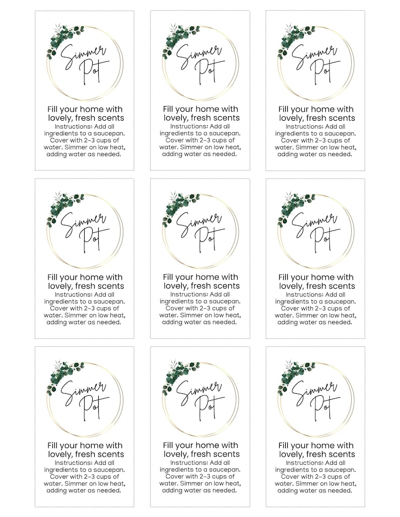 Simmer Pot Tag: Printable Gift Tags With Instructions (PDF) - Etsy
