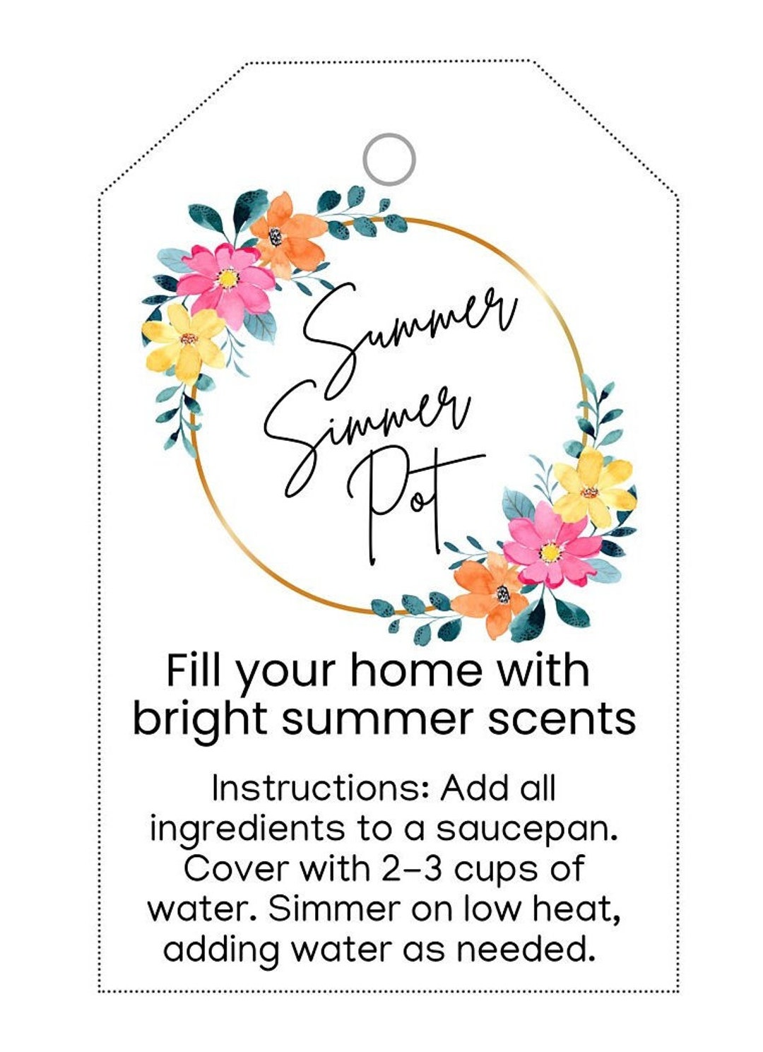 Summer Simmer Pot Tag, Simmer Pot Gift Tag, Simmer Pot Tag Printable ...