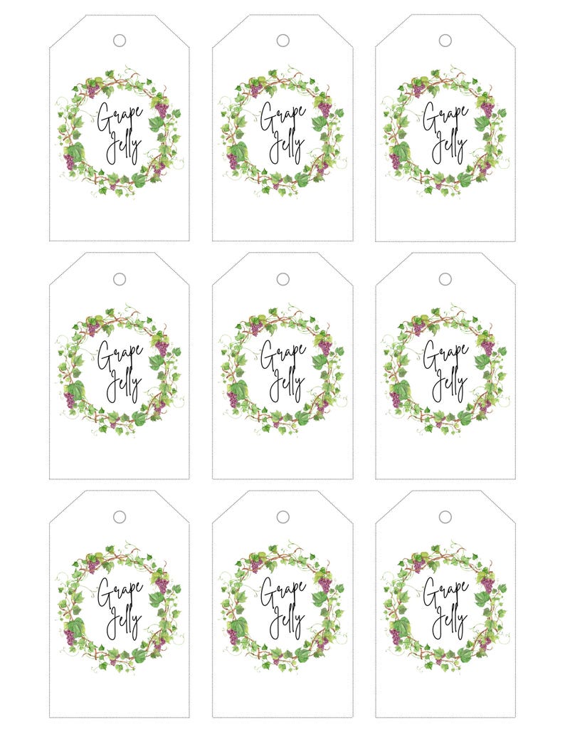 Grape Jelly Tag: Printable Gift Label (PDF) - Etsy