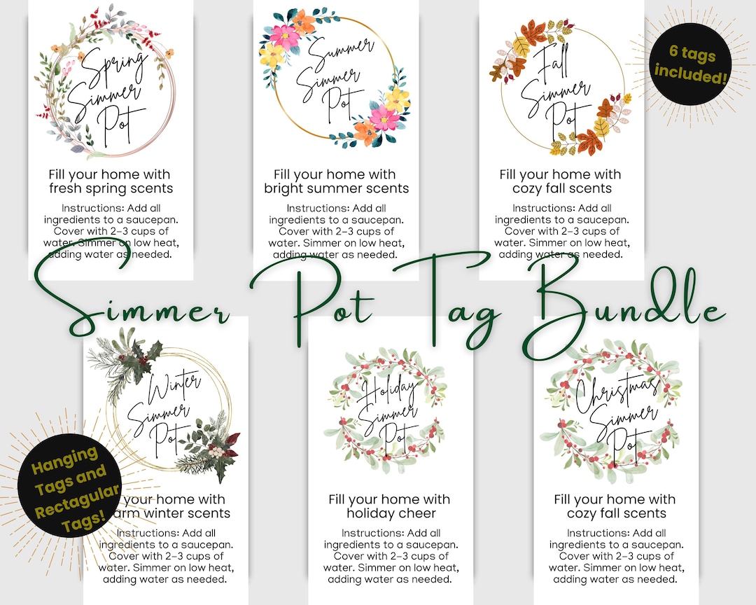 Seasonal Simmer Pot Tag Bundle: Printable Gift Tags (PDF) - Etsy