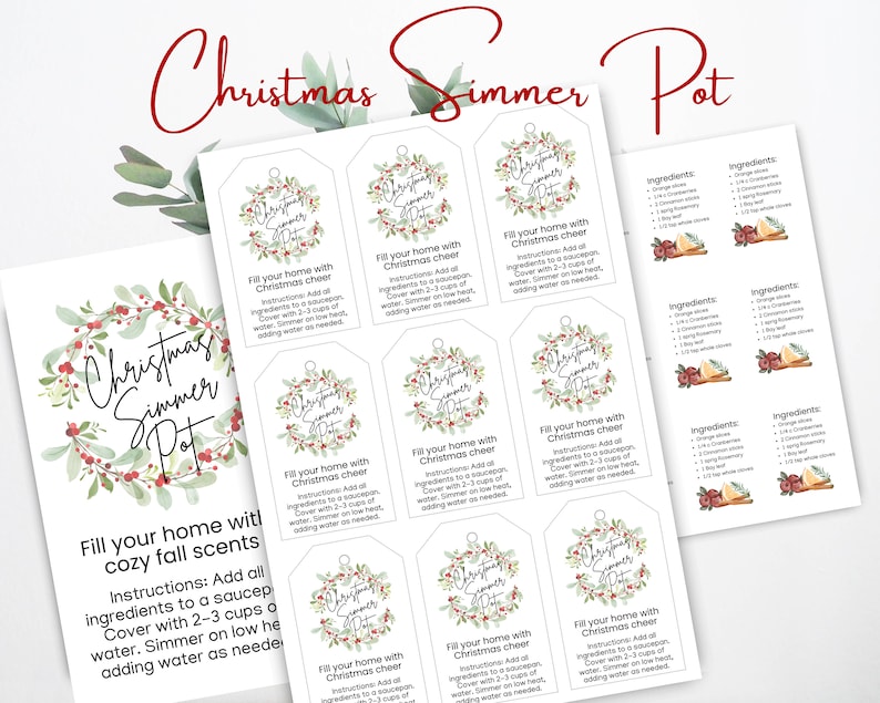 Seasonal Simmer Pot Tag Bundle: Printable Gift Tags (PDF) - Etsy