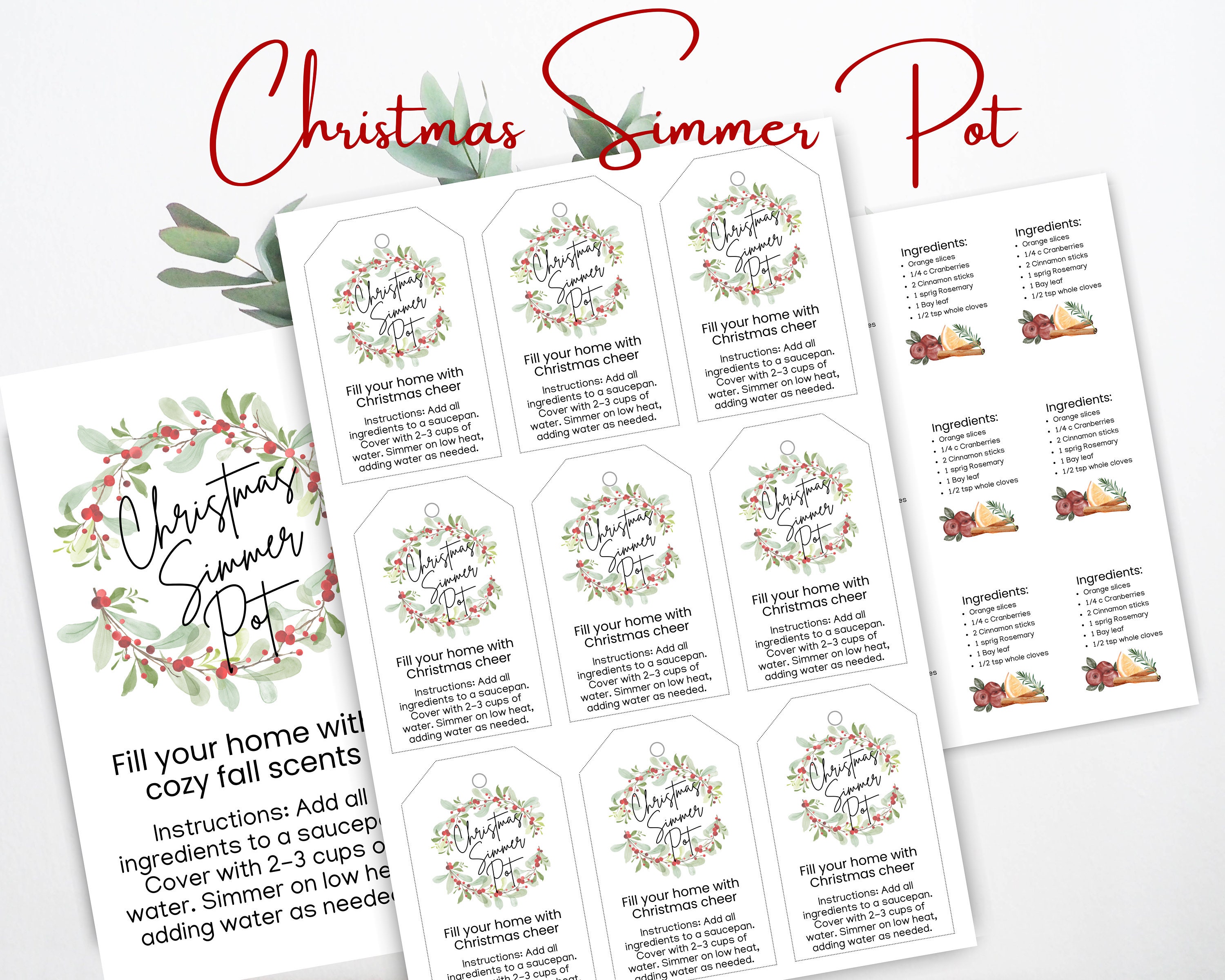 Seasonal Simmer Pot Tag Bundle: Printable Gift Tags (PDF) - Etsy