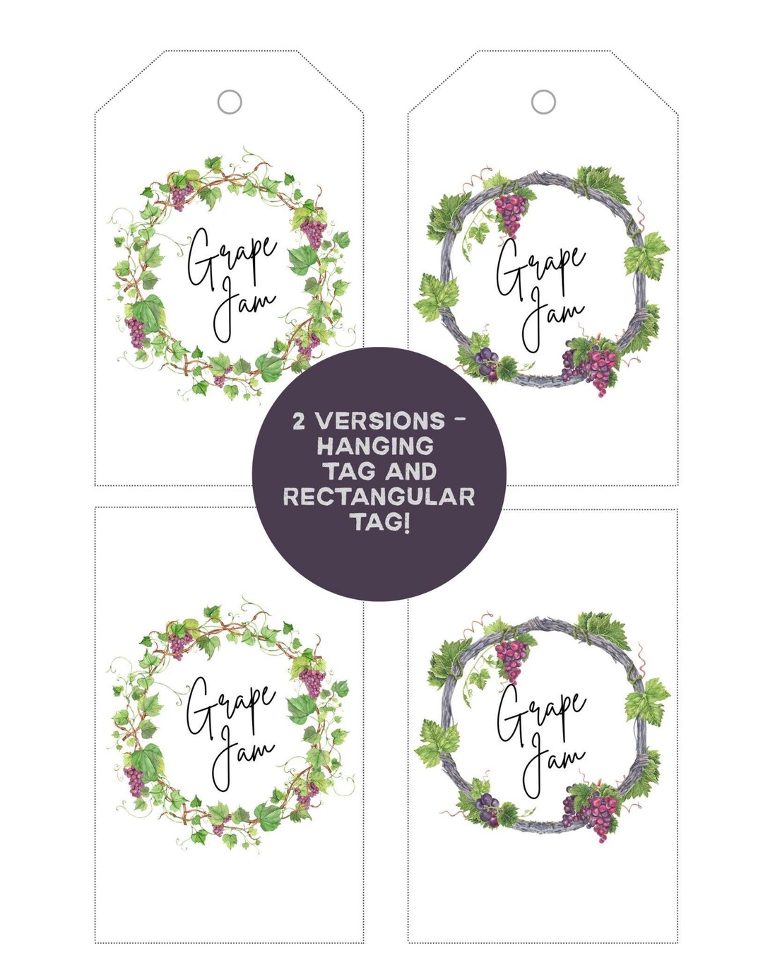 Printable Grape Jam Gift Tag: Homemade Jam Labels (PDF) - Etsy